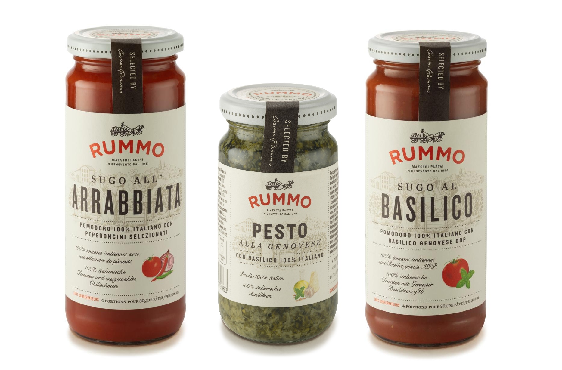 Arrabbiata, Basilico y Pesto Rummo - sebarios.com.ar